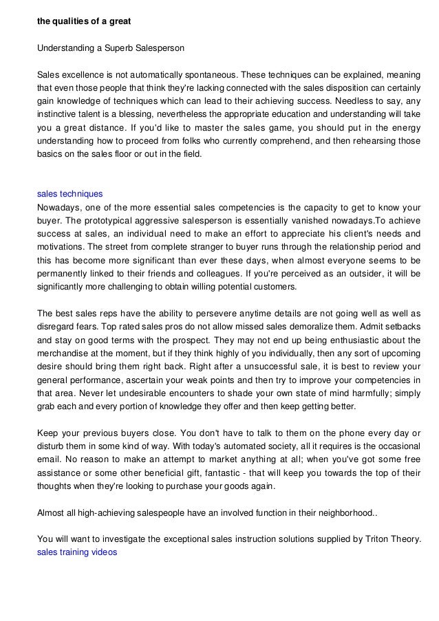 The qualities of a great sales rep