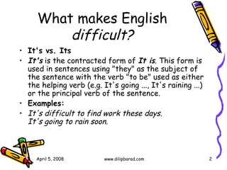 What makes English difficult? | PPT
