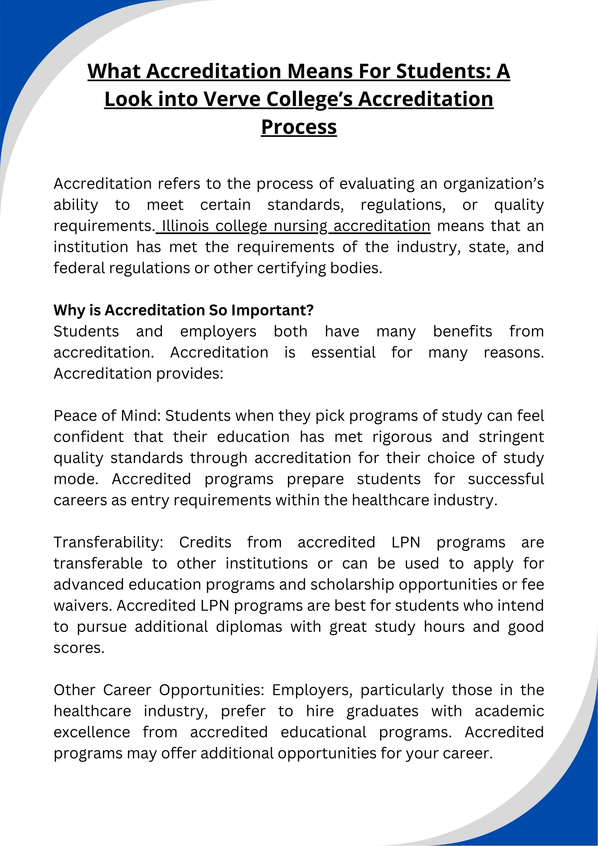Verve College’s Accreditation Process - PDF | PDF