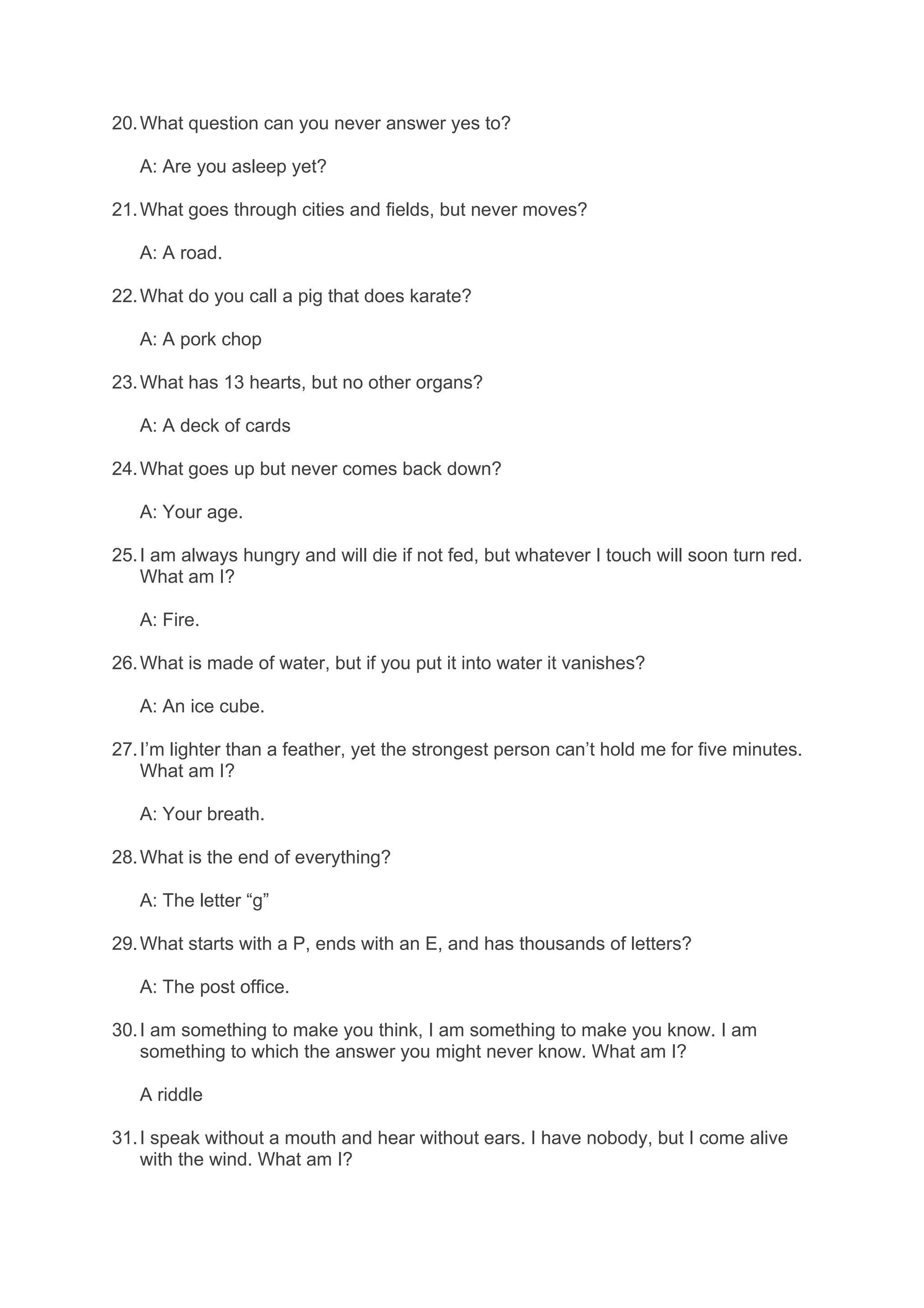 Kids' Riddles: Fun Brain Teasers for Children | DOCX