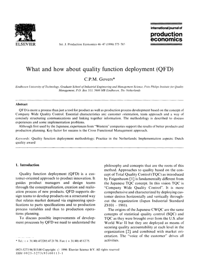 What and how about quality function deployment | PDF