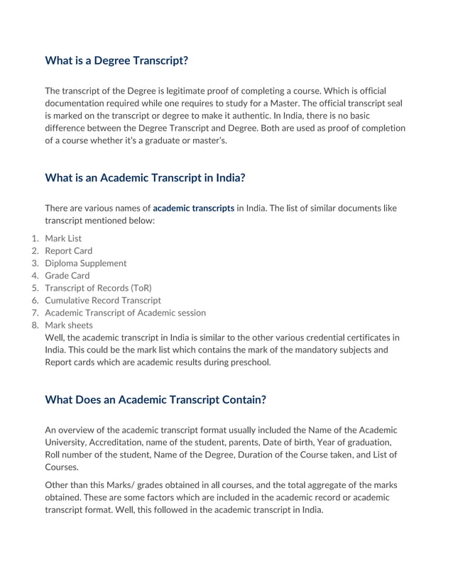 Academic Transcripts and Transcript Certificates: What Are They? | PDF