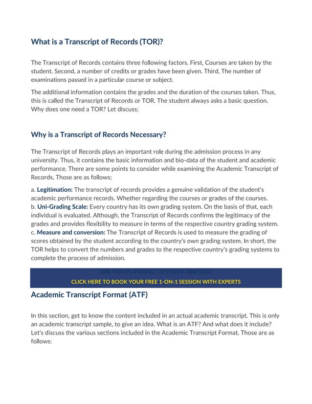 Academic Transcripts and Transcript Certificates: What Are They? | PDF