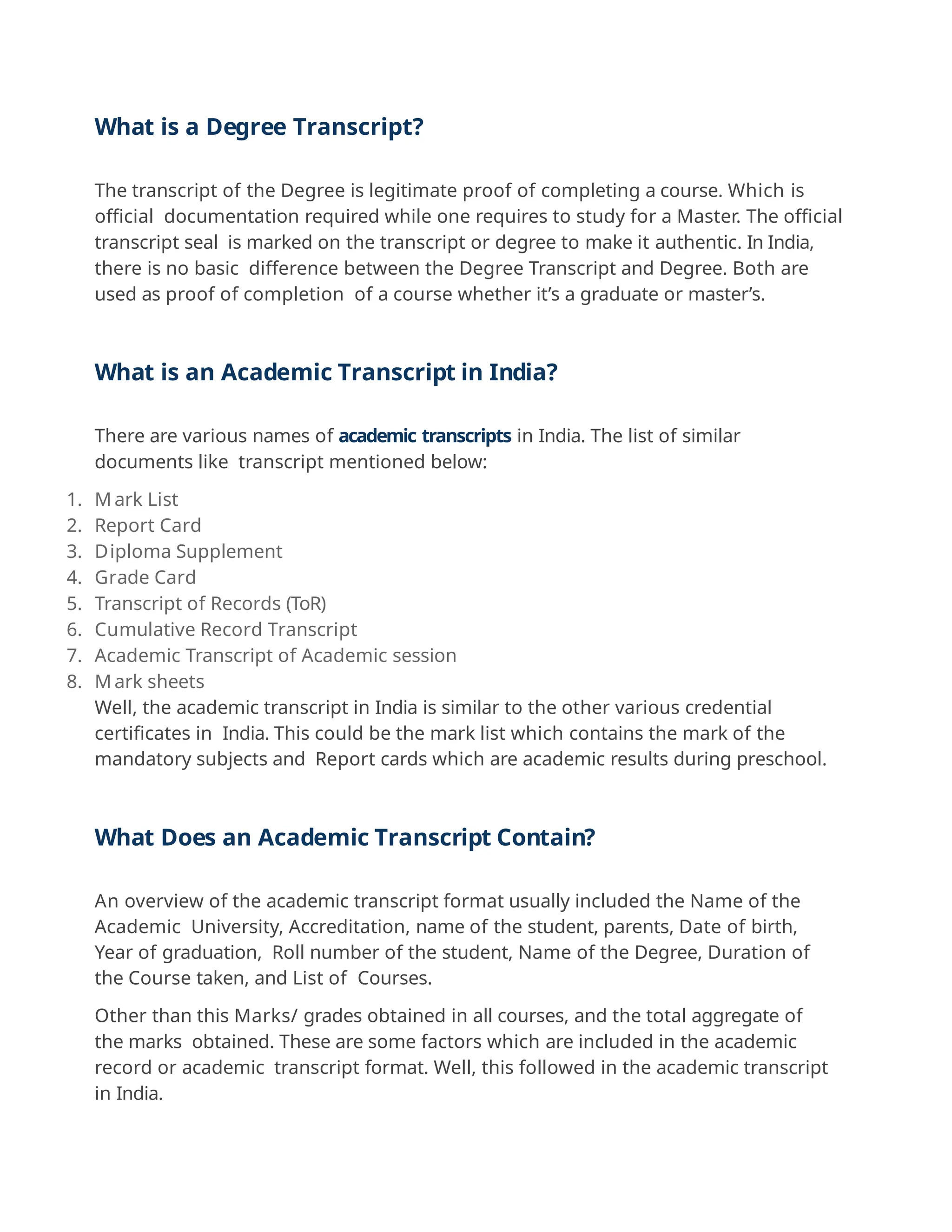 Academic Transcripts and Transcript Certificates: What Are They? | PDF
