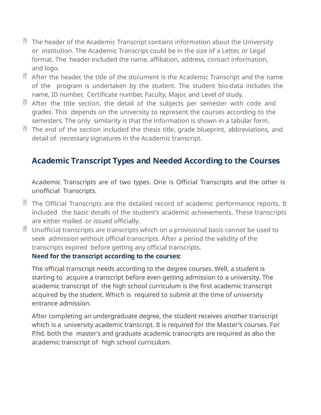 Academic Transcripts and Transcript Certificates: What Are They? | PDF