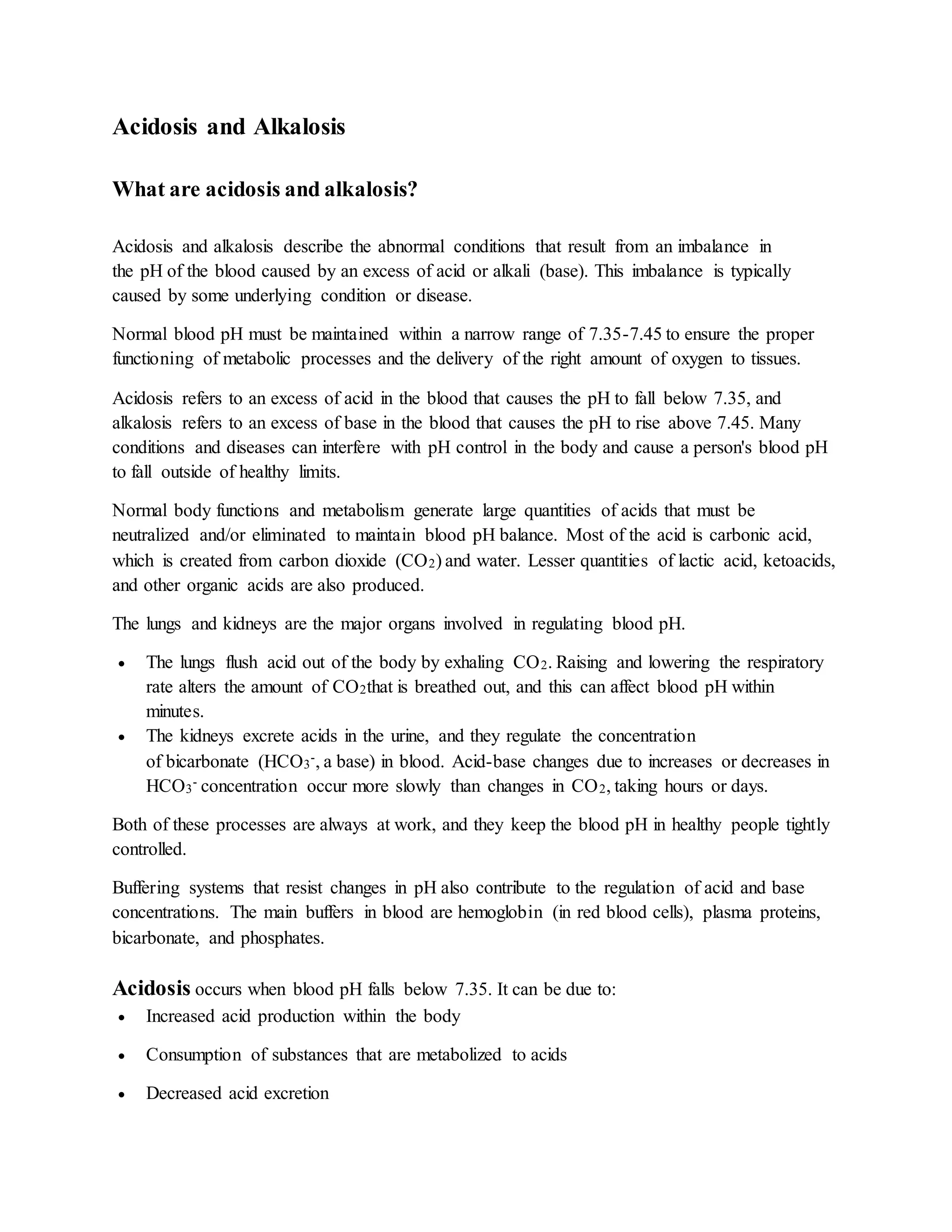acidosis and alkalosis | DOCX