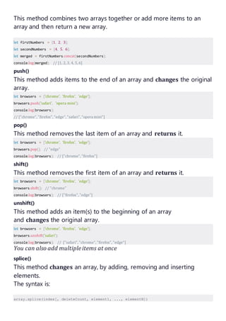 What are arrays in java script | PDF