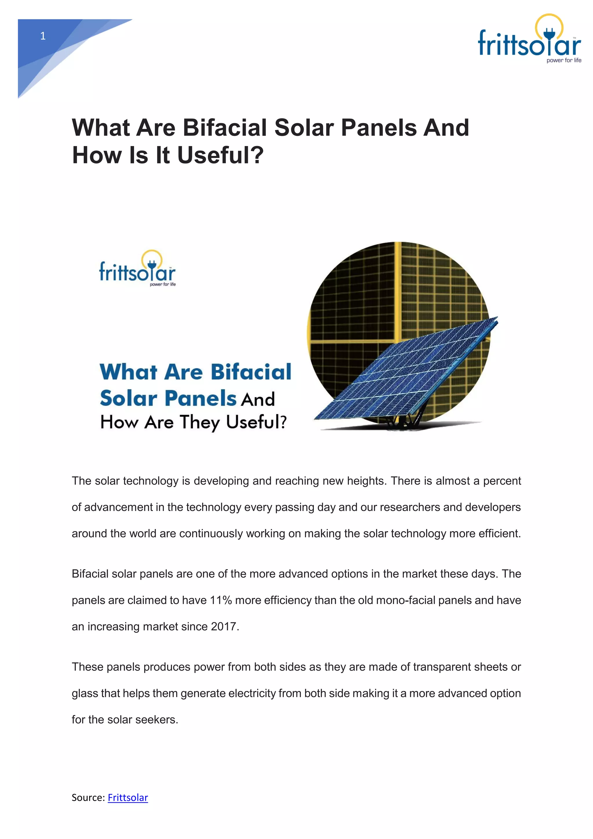 What Are Bifacial Solar Panels And How Is It Useful? | PDF