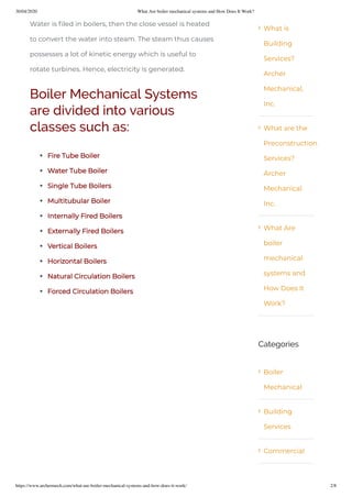 What are boiler mechanical systems and how does it work | PDF