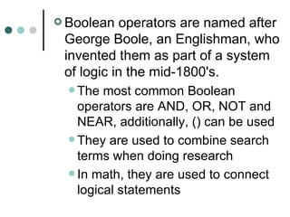 What are boolean operators 1 | PPT