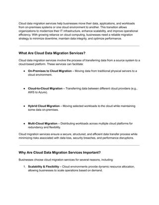 What Are Cloud Data Migration Services and Why Are They Important? | PDF