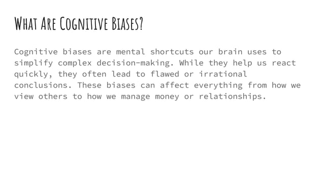What Are Cognitive Biases - Meaning and More!! | PDF