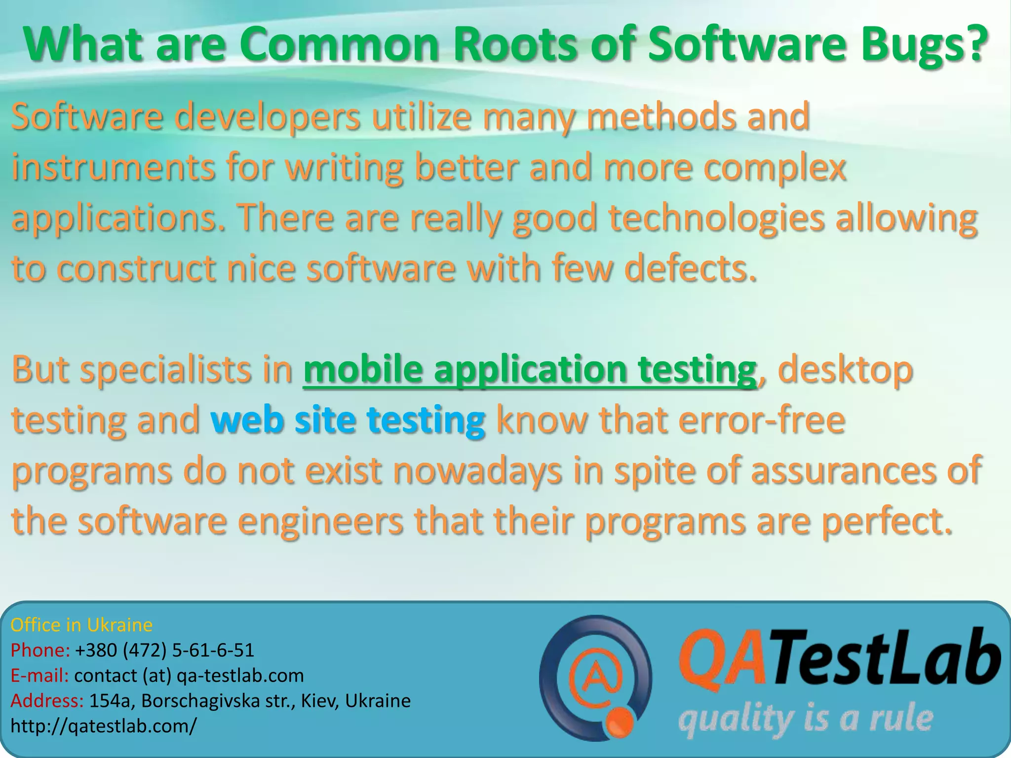What are Common Roots of Software Bugs? | PPTX | Computer Software and ...