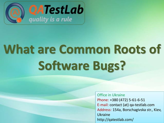 What are Common Roots of Software Bugs? | PPTX | Computer Software and Applications | Computing