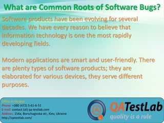 What are Common Roots of Software Bugs? | PPTX | Computer Software and Applications | Computing