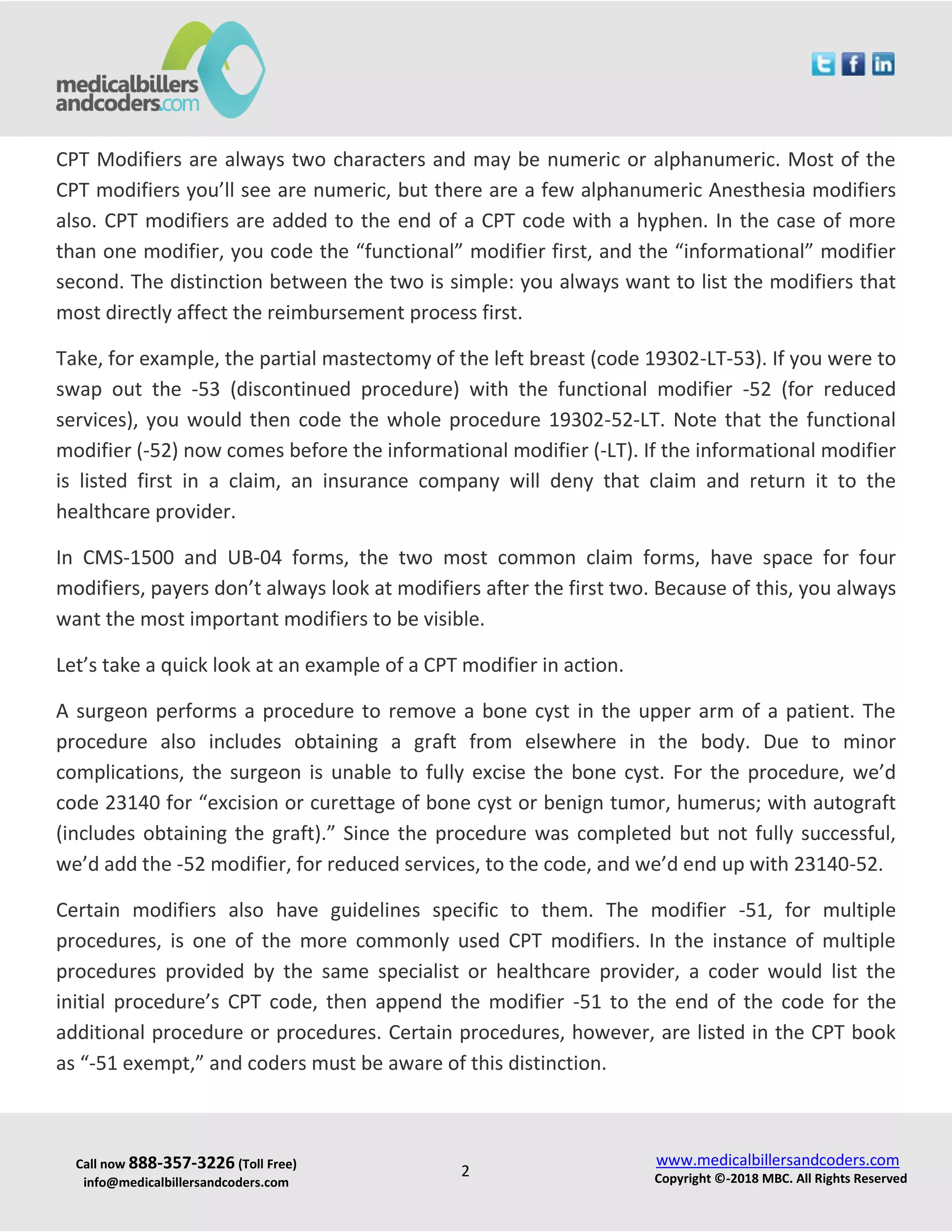 What Are CPT Modifiers And Why Medical Billing Companies Use Them? | PDF
