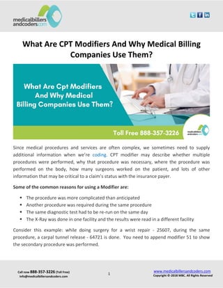 What Are CPT Modifiers And Why Medical Billing Companies Use Them? | PDF