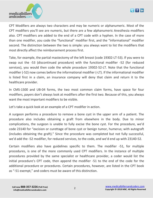 What Are CPT Modifiers And Why Medical Billing Companies Use Them? | PDF