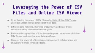 CSV files and Online CSV Viewer | PDF