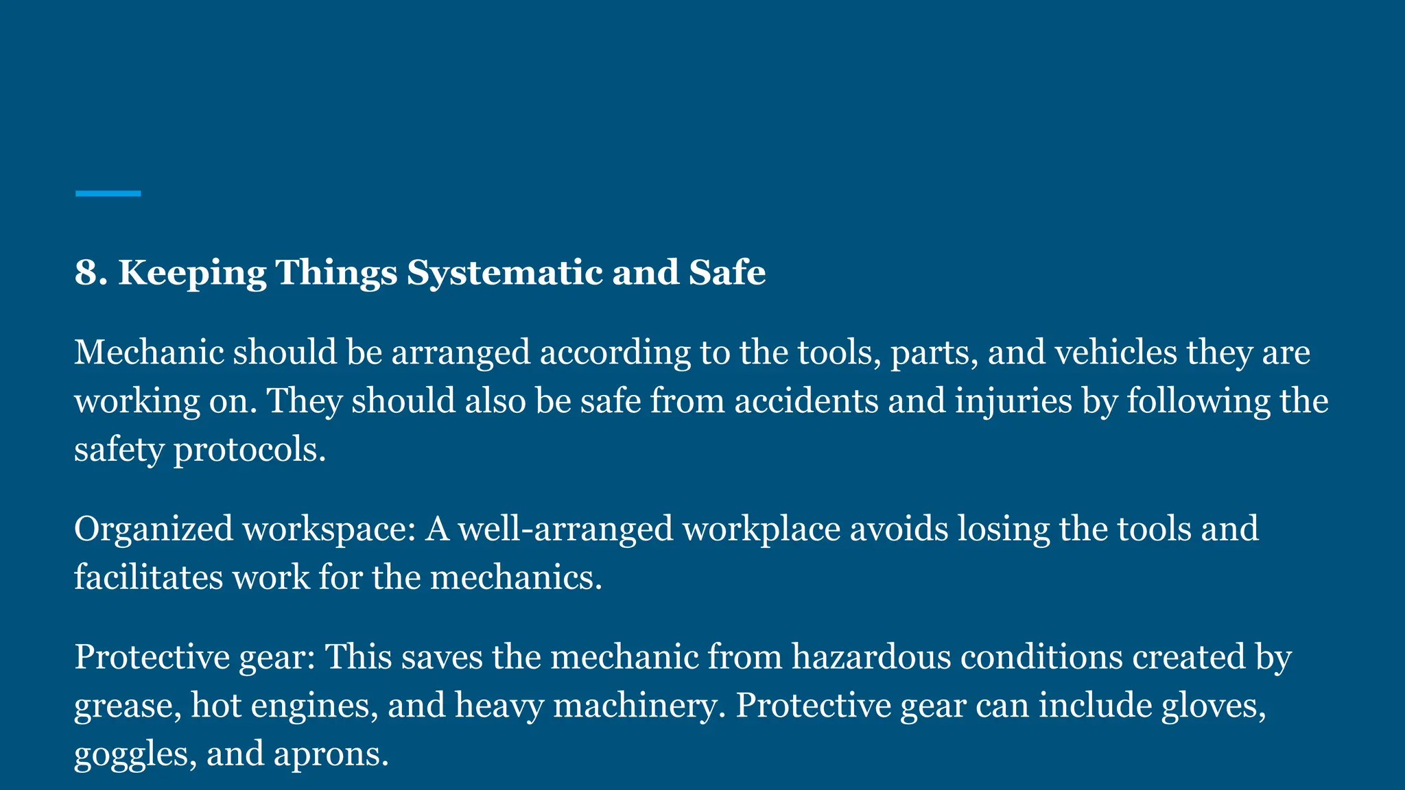 What are daily tasks learned from being a mechanic | PPTX