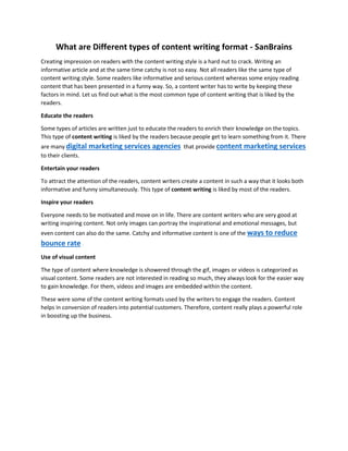 What are different types of content writing format - sanbrains | PDF