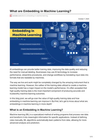 What are Embedding in Machine Learning.pdf | Artificial Intelligence | Technology & Computing