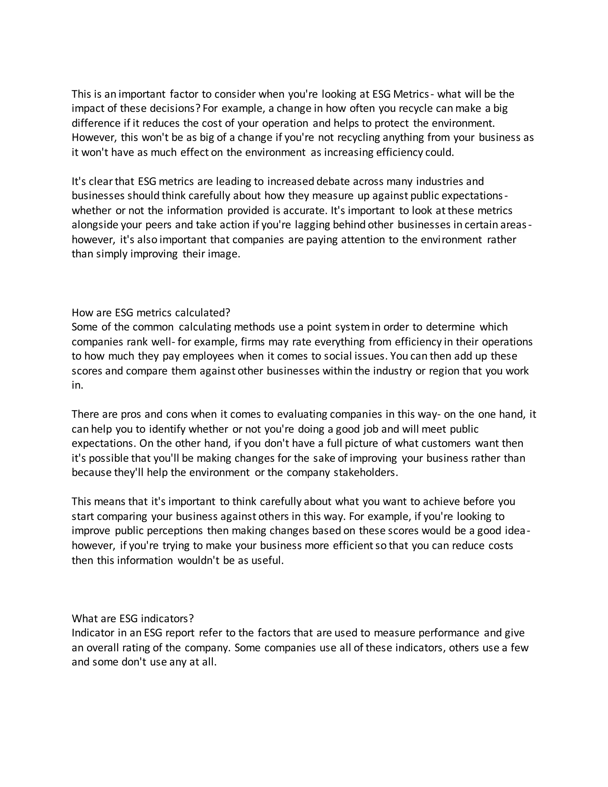 What are ESG metrics? | DOCX