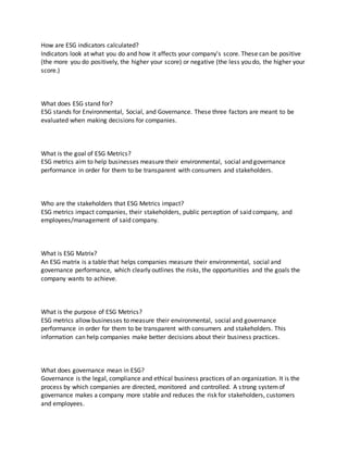 What are ESG metrics? | DOCX