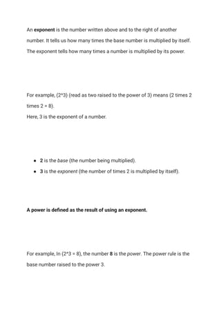 What are Exponents and Powers? Definitions, Rules, and Examples | PDF