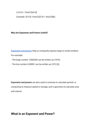 What are Exponents and Powers? Definitions, Rules, and Examples | PDF
