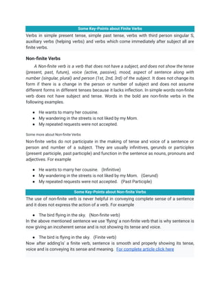 What are Finite and Non-finite Verbs | PDF