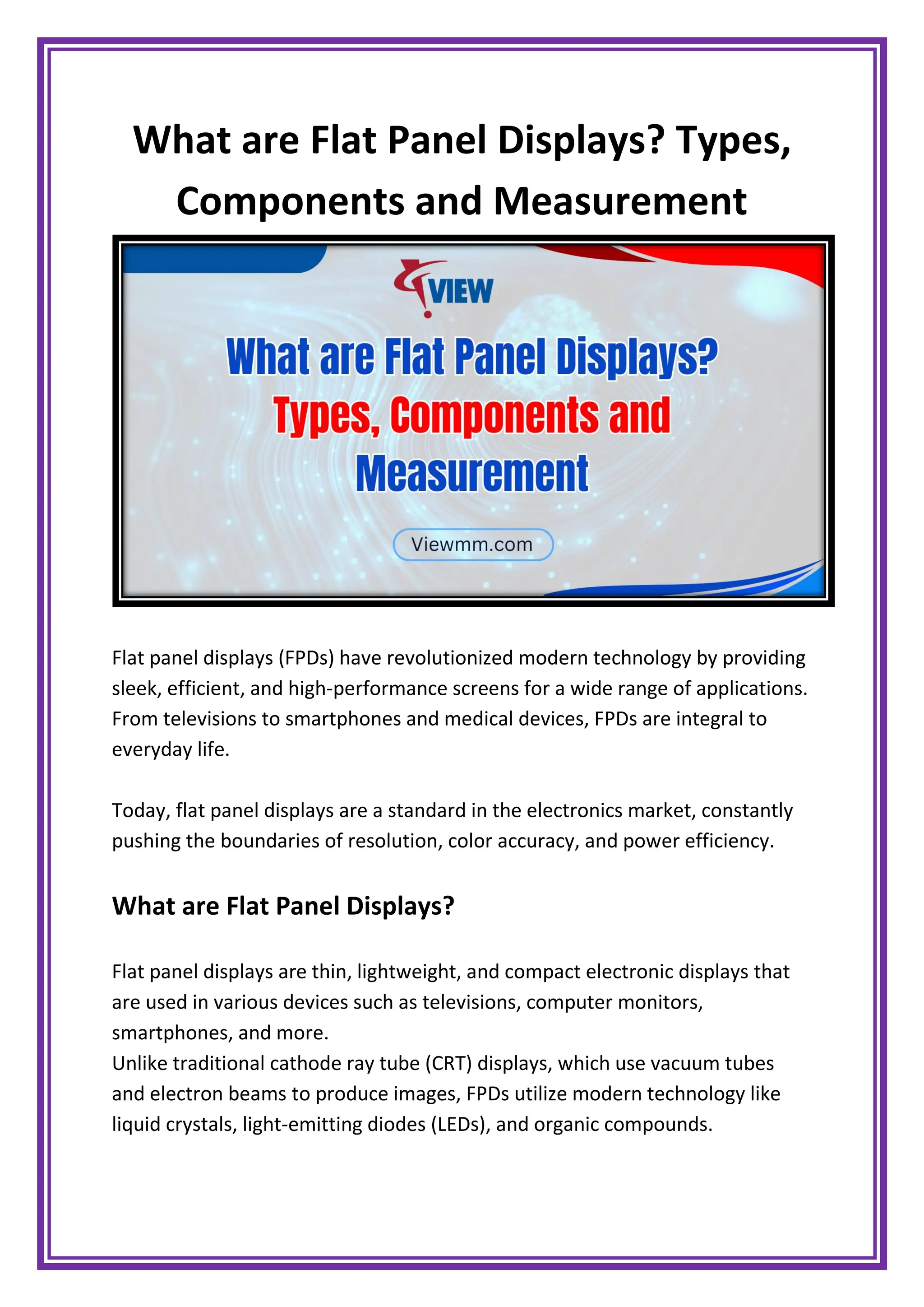 What are Flat Panel Displays Types, Components and Measurement - VIEW.pdf