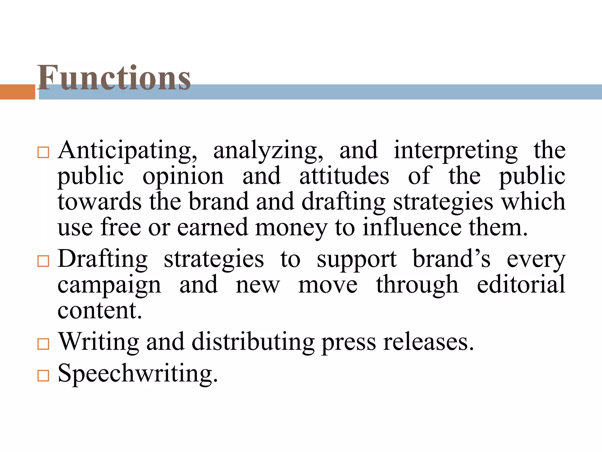 What are Functions of Public Relations Counselor- Adham Elzebda | PPTX