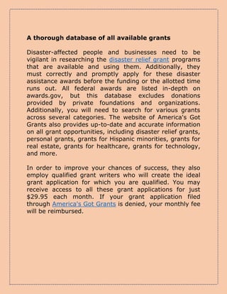 What Are Grants For Disaster Relief, And How Can I Apply? | PDF