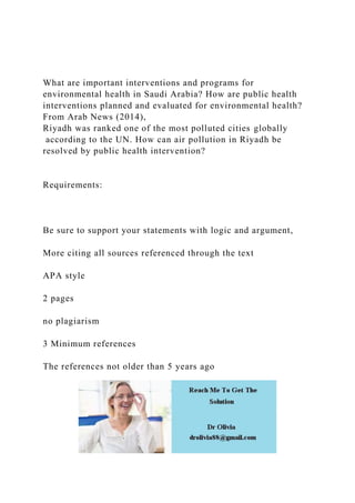 What are important interventions and programs for environmental | DOCX