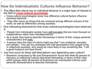 Individualistic Cultures