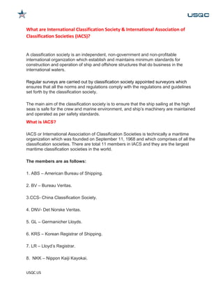 What are international classification society | PDF | Cruises | Travel Type