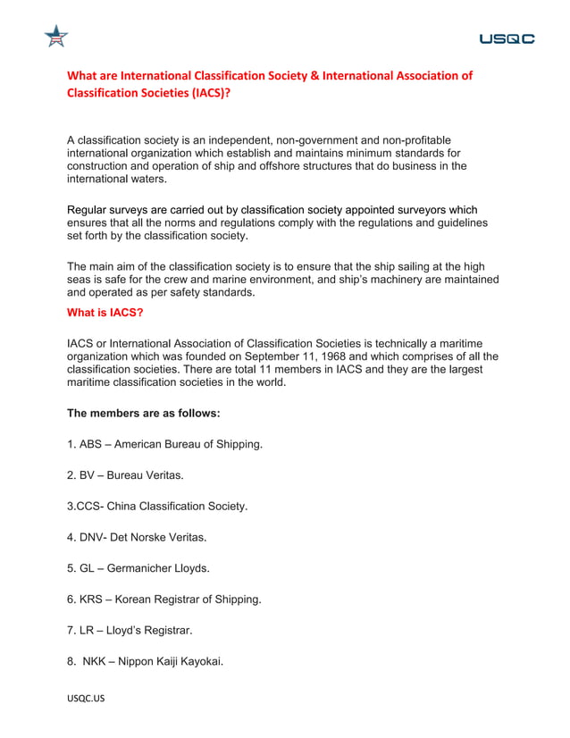 What are international classification society | PDF | Cruises | Travel Type