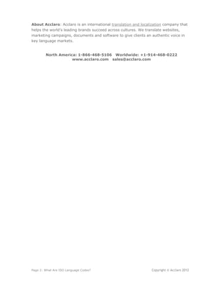 What are ISO Language Codes