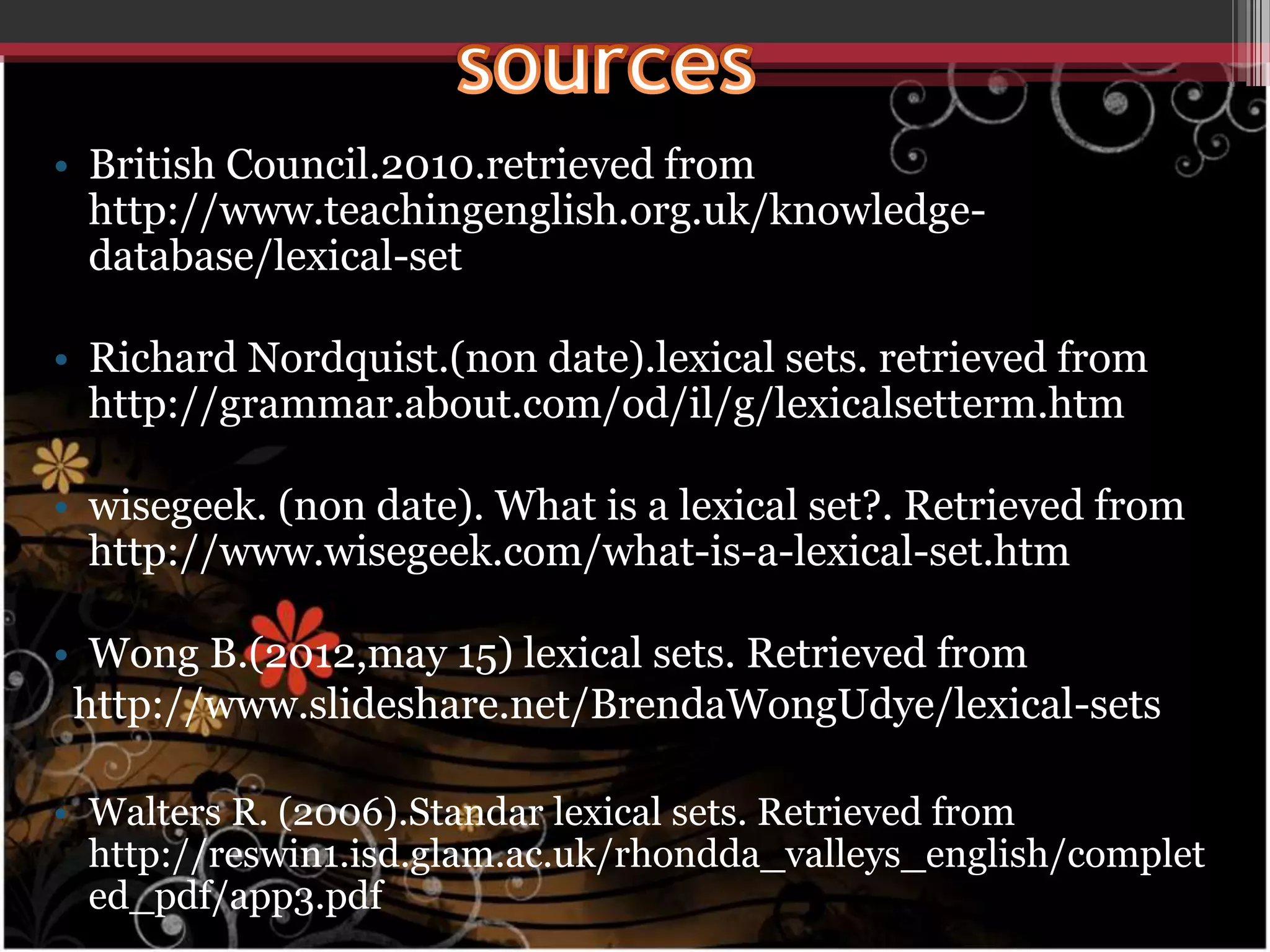 What are lexical sets | PPTX