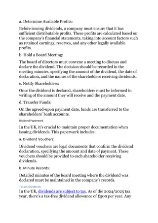 What are Dividends? UK Limited Company Dividends | PDF