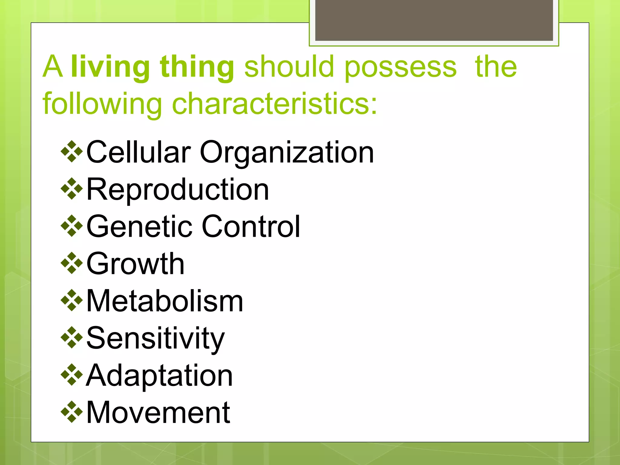 Characteristics Of Living Things | PPTX