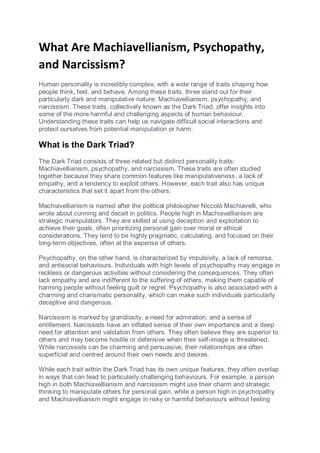 What Are Machiavellianism, Psychopathy, and Narcissism? | PDF
