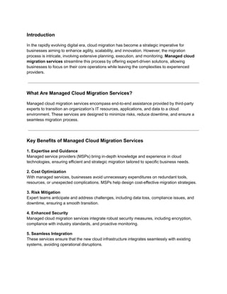 What Are Managed Cloud Migration Services and Why Are They Important? | PDF