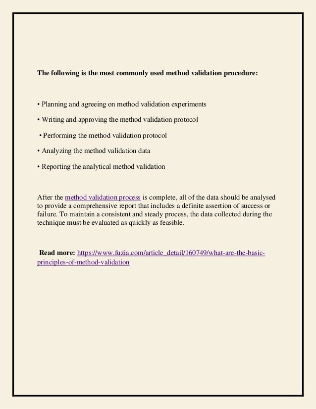 What Are Method Validation's Basic Principles | PDF | Biotech and ...