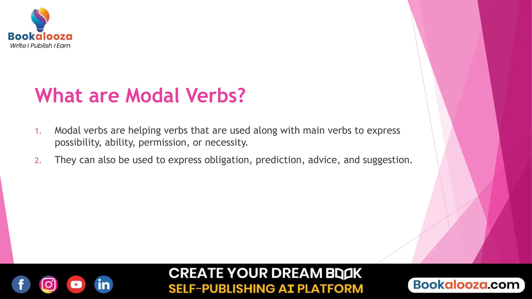 What are modals How to use Modal verbs By Bookalooza | PPT