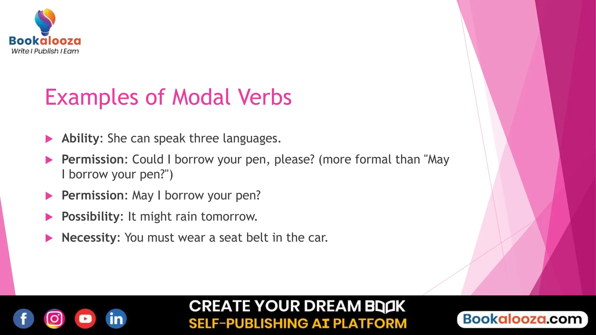 What are modals How to use Modal verbs By Bookalooza | PPT