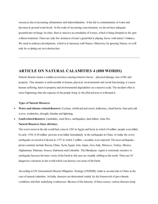 Project on natural calamities | DOCX