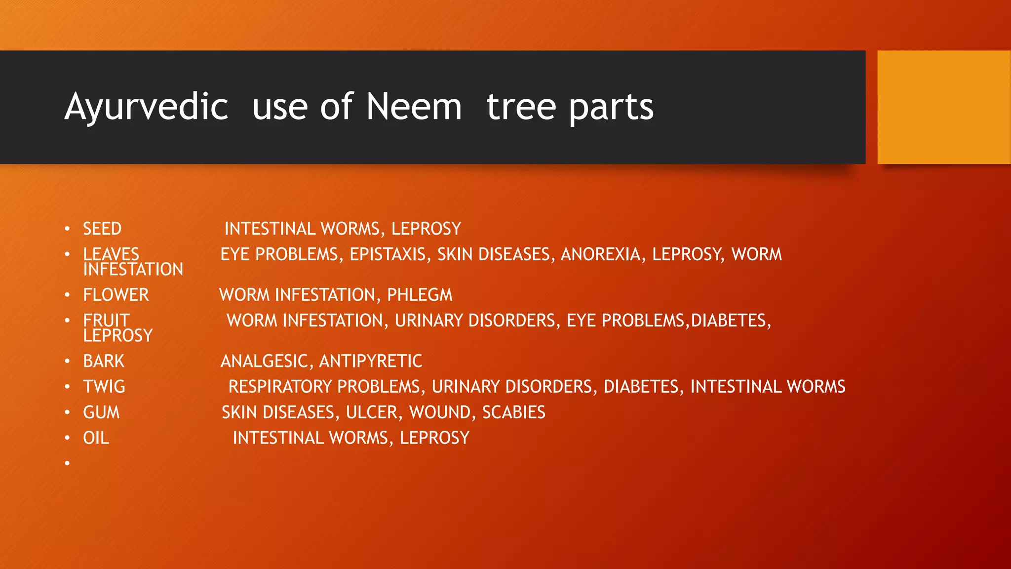What are neem tree health benefits and uses | PPTX
