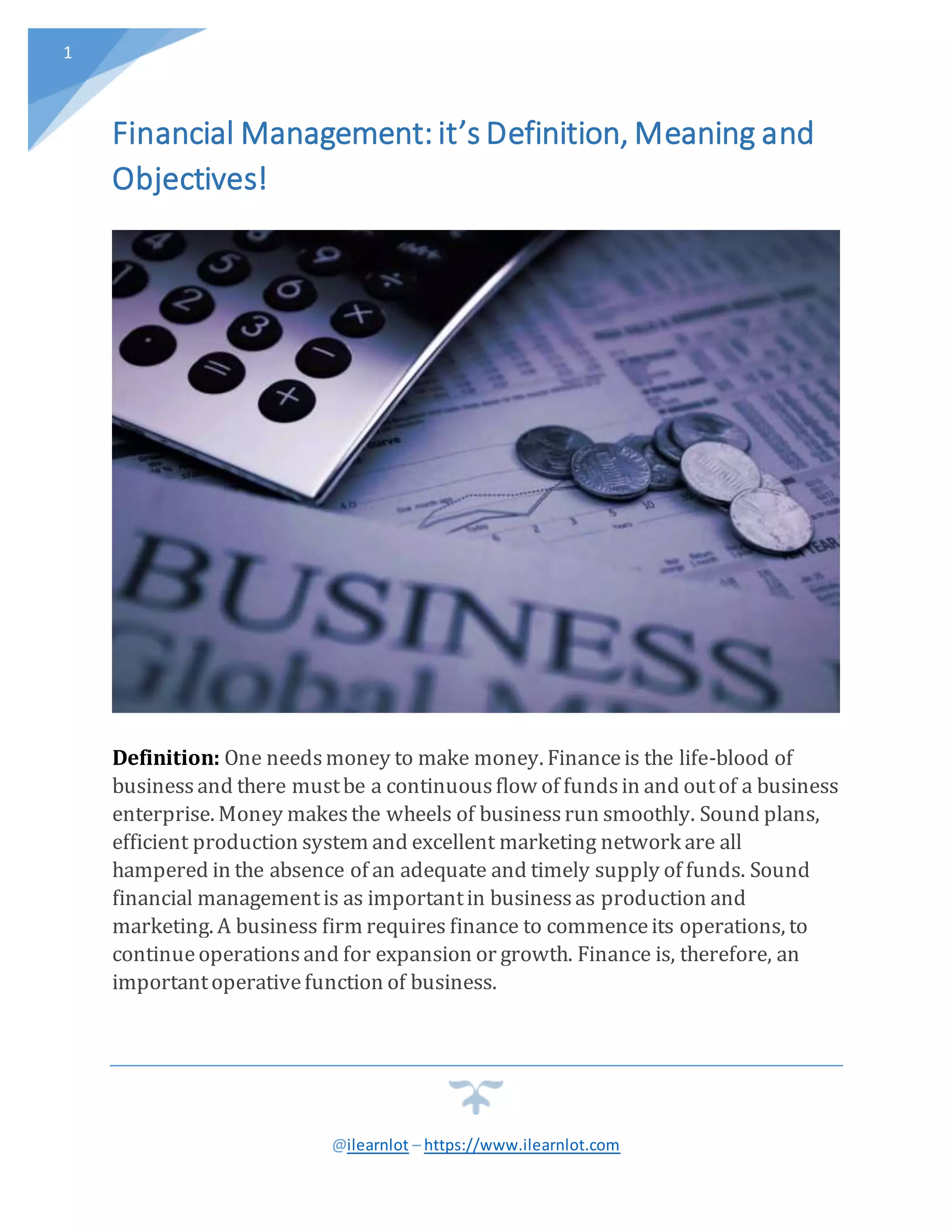 What are objectives of financial management? | DOCX